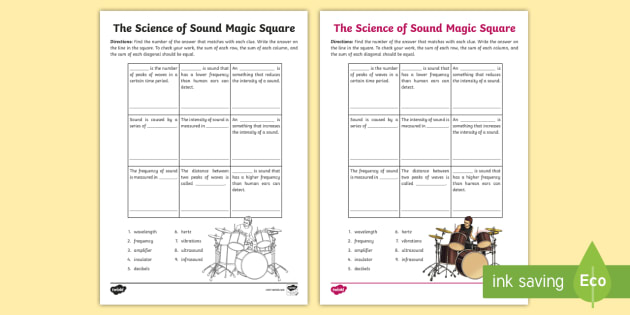 Sound Vocabulary Magic Square Worksheet (teacher made)