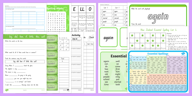 Essential Spelling Lists 4 Resource Pack - NZ Literacy