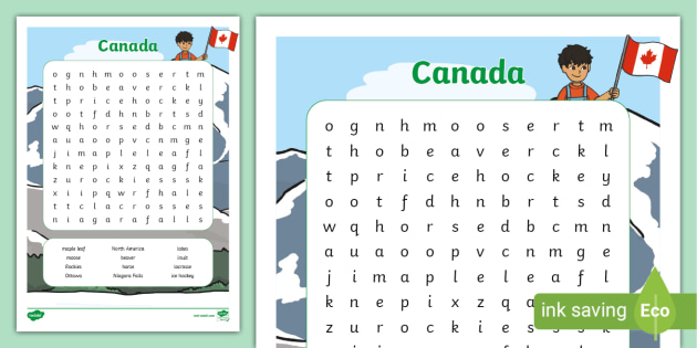Canada Word Search - Geography Resources - KS1