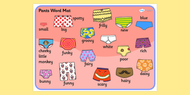 Story Word Mat to Support Teaching on Pants (teacher made)