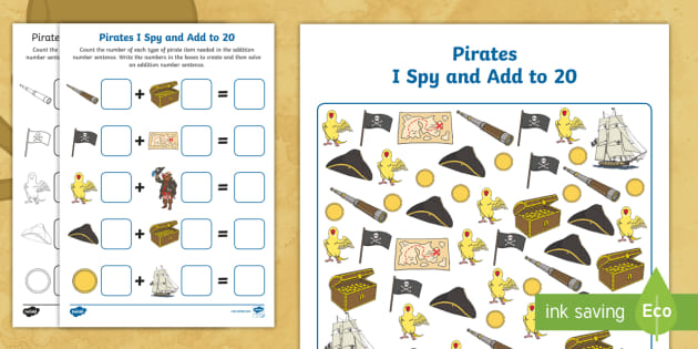 Pirates I Spy and Add to 20 Activity (teacher made)