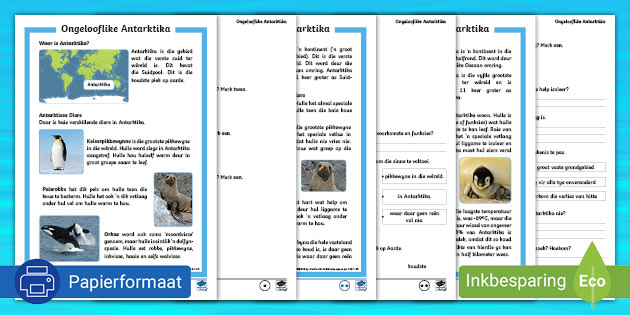 Ongelooflike Antarktika Begripslees en Begripstoets