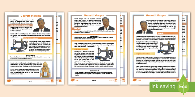 LKS2 Garrett Morgan Reading Comprehension Activity