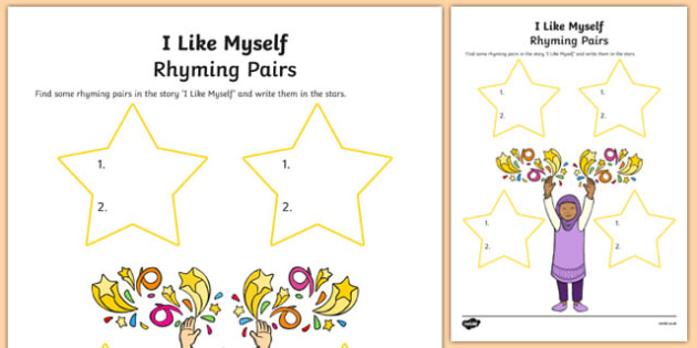 I Like Myself Rhyming Pairs (teacher made)