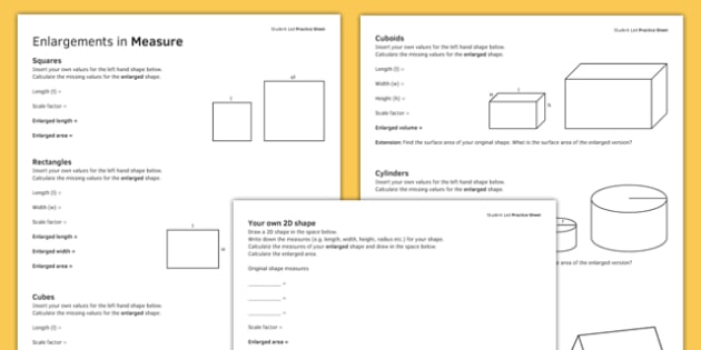 KS3_KS4 Maths Student Led Practice Sheets Enlargements in Measure
