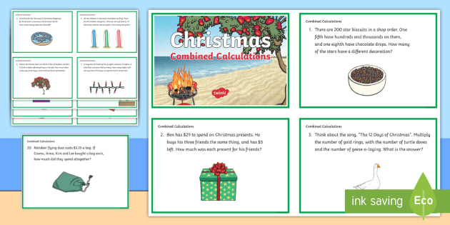 Christmas Combined Calculations Challenge Cards