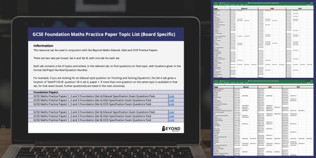 👉 GCSE Foundation Maths Practice Paper Topic List | Beyond