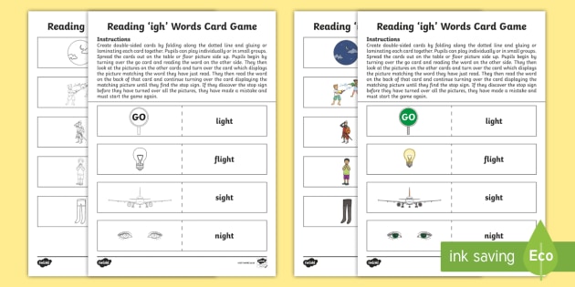 Reading 'igh' Words Card Game (teacher made)