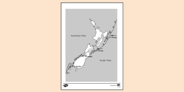 FREE! - New Zealand Map With Fault Lines Colouring Sheet