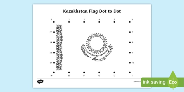 Kazakhstan Flag Dot to Dot Worksheet