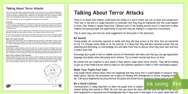 Talking about Terror Attacks Adult Guidance (teacher made)