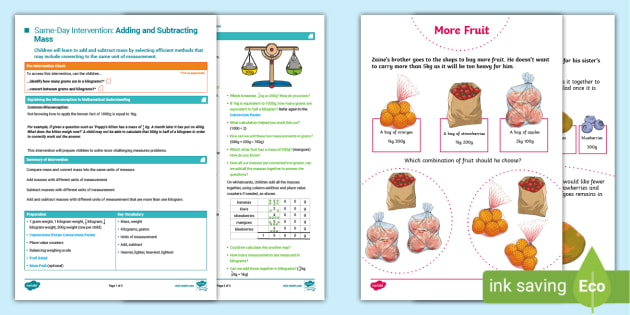 👉 Y3 Intervention: Adding and Subtracting Mass