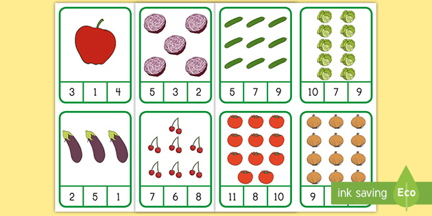 Food Counting Clip Cards