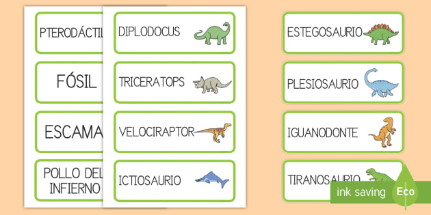 Tarjetas de vocabulario: Los dinosaurios -Spanish - Los dinosaurios