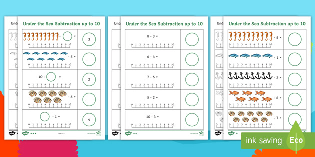 Under the Sea Subtraction Worksheet | Primary Maths Resource