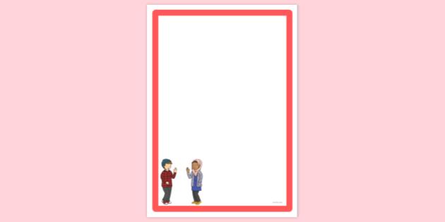 FREE! - Simple Blank People Greeting Each Other Page Border | Twinkl