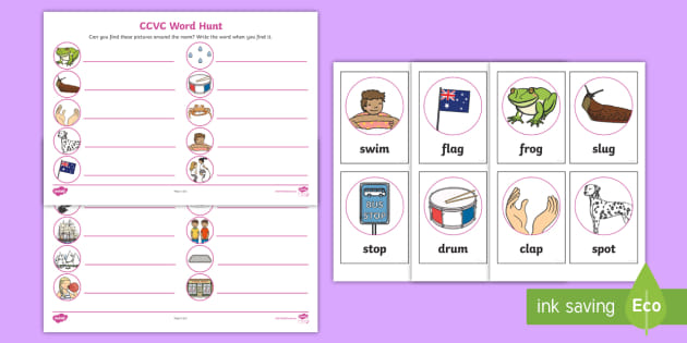 Write the Room CCVC Word Hunt Activity Pack