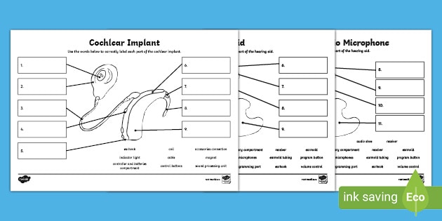 Deaf Awareness Equipment Labelling Worksheet