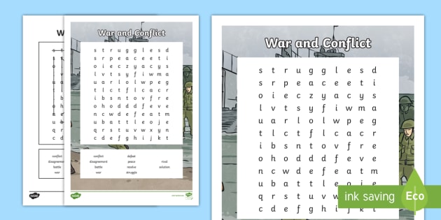 War and Conflict Word Search (teacher made)