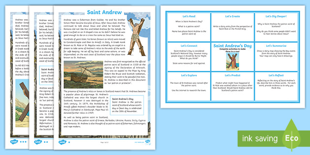 Saint Andrew's Day Reflective Reading Comprehension Activity