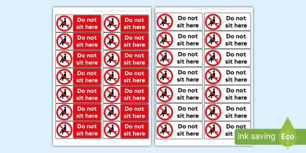 FREE! - Please Do Not Sit Here Sign Labels | Signage | Twinkl