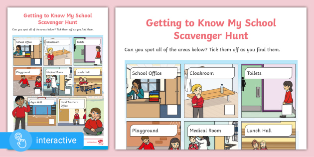 Interactive PDF: Getting to Know My School Scavenger Hunt