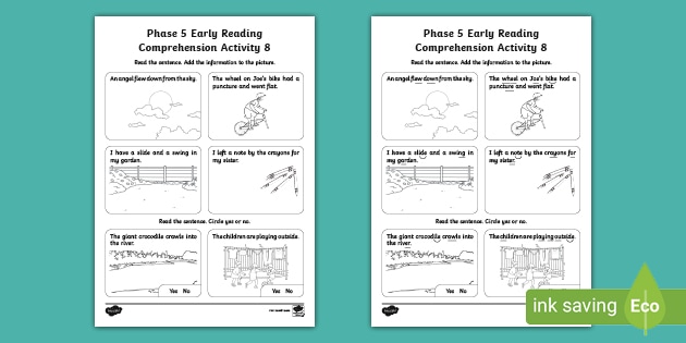Phase 5 Kindergarten Reading Comprehension Activity 8
