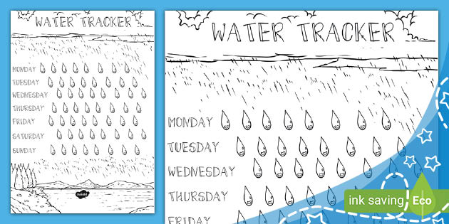 Nature-Themed Water Tracker Bullet Journal Page