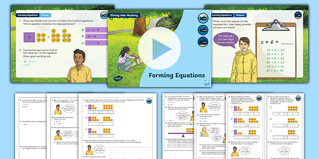 👉 Forming and solving equations Worksheets and Lesson Pack