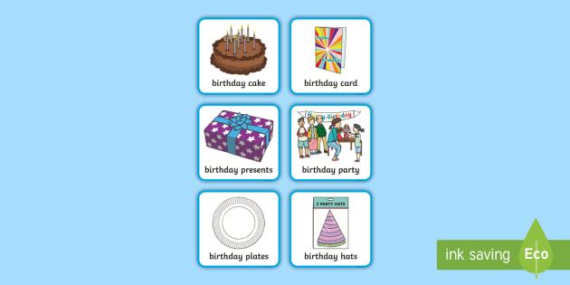 * NEW * Birthday Labels - labelling activity, identifying
