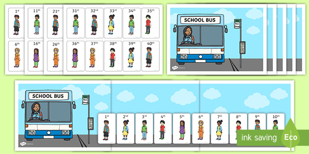 Bus Stop Ordinal Number Queue Activity (teacher made)