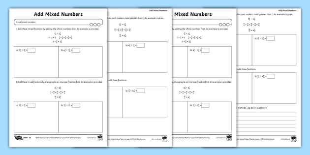 👉 Adding Mixed Numbers: Differentiated Maths Activity Sheet