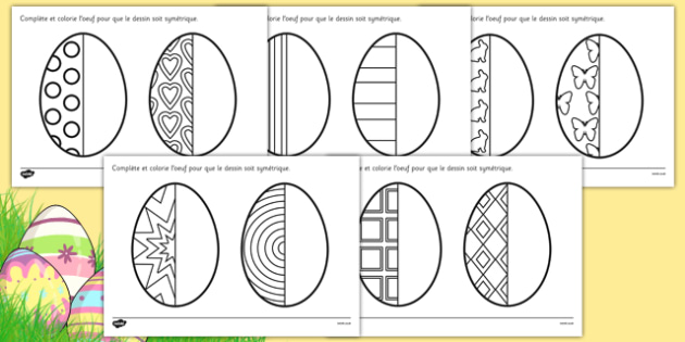 Feuilles d'activités : La symétrie - Pâques