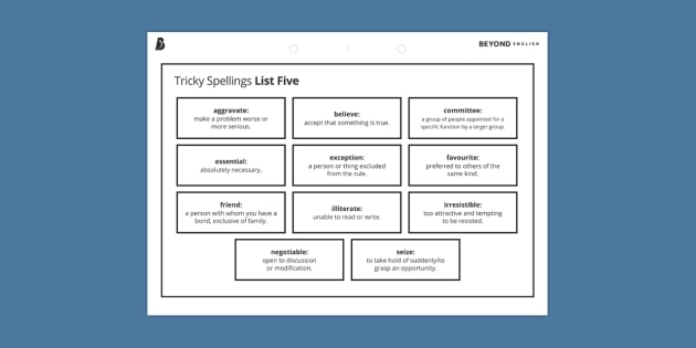 Tricky Spellings List Five Word Mat (teacher made)Tricky Spellings List ...