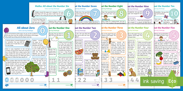EYFS Maths: Number-Themed 0 to 10 Home Learning Challenges Resource Pack