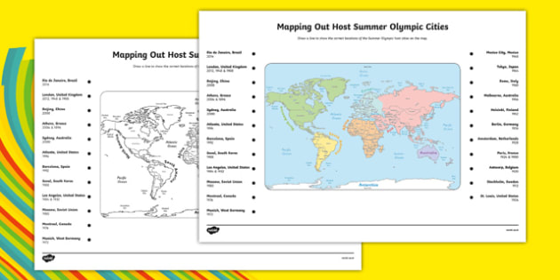Map the Olympic Host Cities Activity (teacher made)