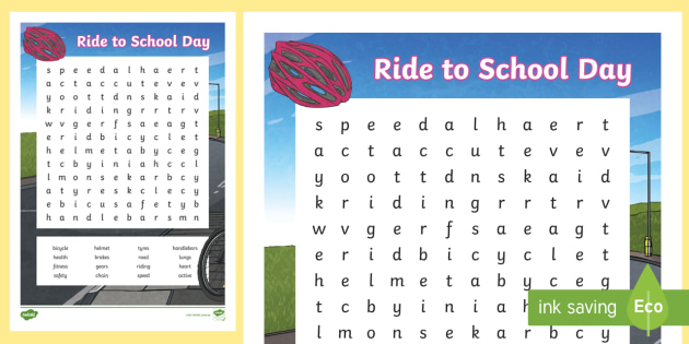 Ride to School Day Word Search (teacher made)