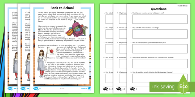Interactive PDF: Back to School Interactive Differentiated Reading