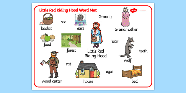 Little Red Riding Hood Word Mat - Little Red Riding Hood, word