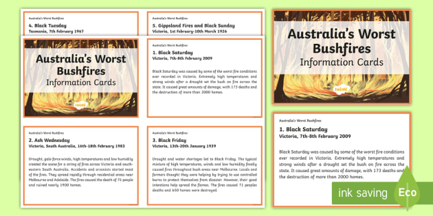 Australia’s Worst Bushfires Information Cards