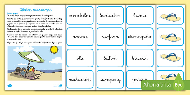 Juego de lenguaje: Sílabas veraniegas