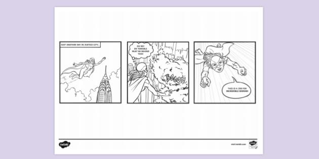FREE! - Comic Strip Image Colouring Sheet (Teacher-Made)