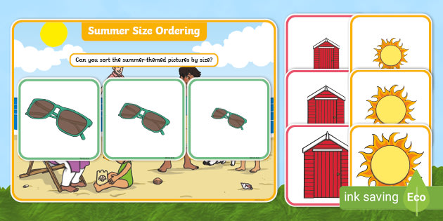 👉 Summer-Themed Size Ordering Activity (teacher made)