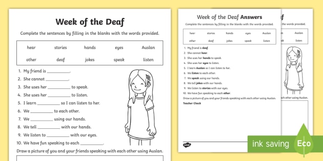 Week of the Deaf Worksheet | AUS Resources | Twinkl