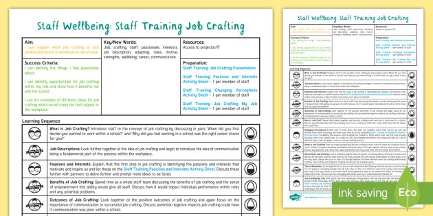 Staff Training Job Crafting Plan Lesson Plan (teacher made)