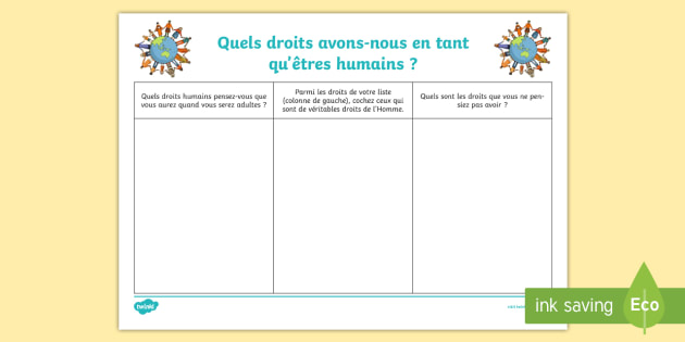 Feuille d'activités : Les droits humains