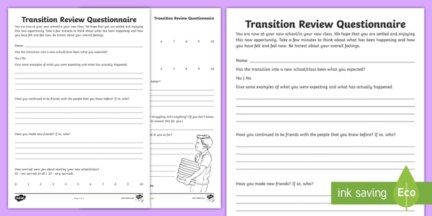 Transition Review Questionnaire Worksheet