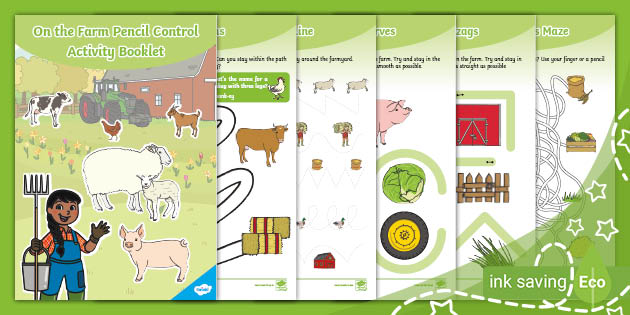 On the Farm Pencil Control Activity Booklet (Teacher-Made)