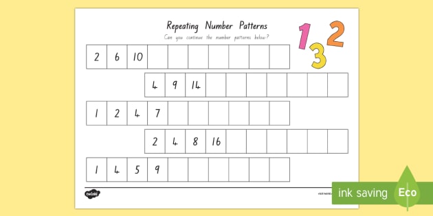 Repeating Pattern Number Worksheet Worksheet