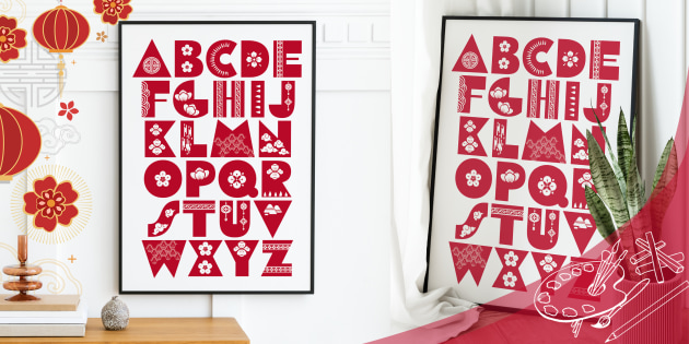 Alphabet Chinese New Year Decorations Poster
